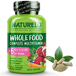 NATURELO Whole Food Multivitamin for Women - with Vitamins, Minerals, & Organic Extracts - Supplement for Energy and Heart Health - Vegan - Non GMO - 120 Capsules