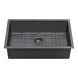 Ruvati 30-inch Undermount Gunmetal Black Stainless Steel Kitchen Sink 16 Gauge Single Bowl - RVH6300BL
