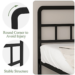 Maenizi Twin Bed Frames with Headboard, 14 Inch Twin Bed Frames No Box Spring Needed Support Up to 2500 lbs, Noise Free, Easy Assembely, Black