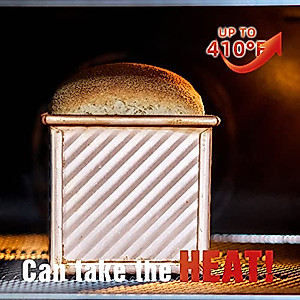KITESSENSU Pullman Loaf Pan with Lid, 1 lb Dough Capacity Non-Stick Bakeware for Baking Bread, Carbon Steel Corrugated Bread Toast Box Mold with Cover for Baking Bread, Gold