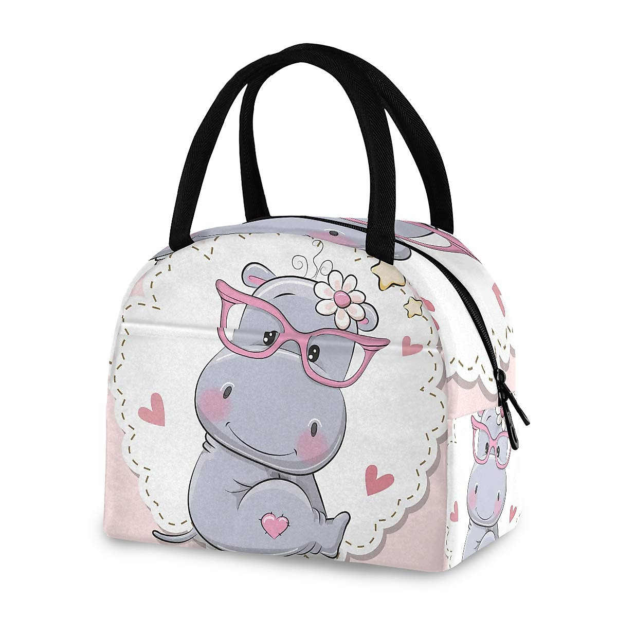 Cute Hippo Lunch Bag Tote Bag Lunch Bag for Women Lunch Box Insulated Lunch Container(93)
