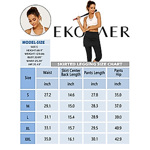 Ekouaer Capri Skirt Active Tight Pants Performance Cycling Skirted Leggings Shorts Skirt Pants Wine Red