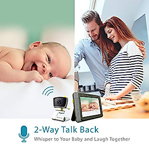 Moonybaby WideView 50 Baby Monitor with Camera and Audio, No WiFi, 5 Inches Large Display, Split Screen, Auto Night Vision, Zoom, Sound Activated, Temperature Alert, 2-Way Talk, Lullaby, 1000ft Range