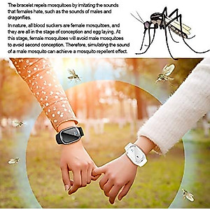 Mosquito Repellent Bracelet Outdoor, Ultrasonic Insect Wristband Watch USB Charging Portable Repeller Electronic Bracelet Highly Effective Anti Mosquito Baby Kids Adults