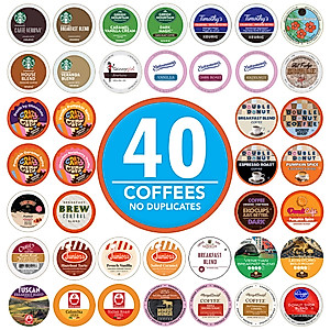 Coffee Pods Variety Pack Sampler, Assorted Single Serve Coffee for Keurig K Cups Coffee Makers, 40 Unique Cups - Great Coffee Gift