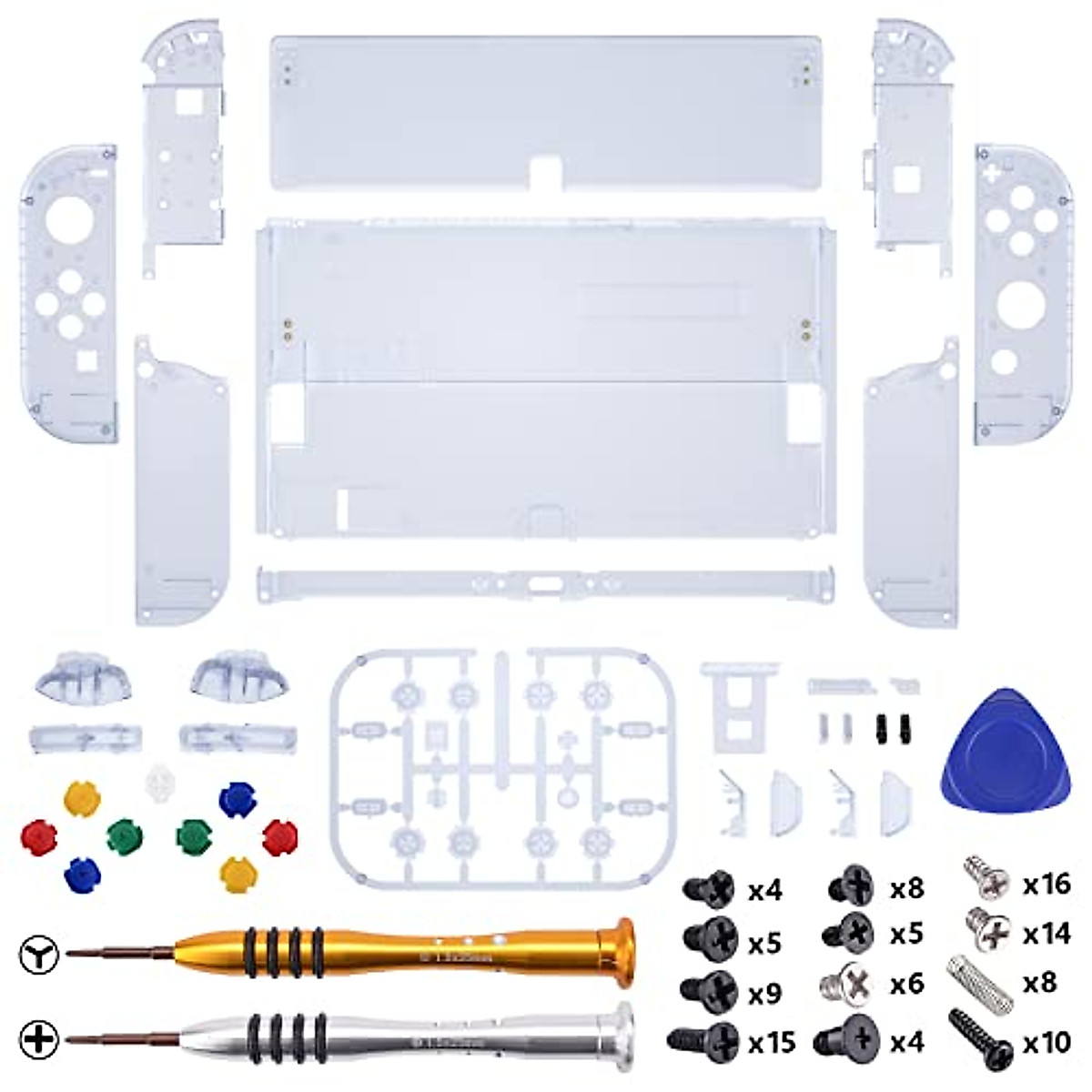 eXtremeRate Glacier Blue Custom Full Set Shell for Nintendo Switch OLED, DIY Replacement Console Back Plate, NS Joycon Handheld Controller Housing with Colorful Buttons for Nintendo Switch OLED