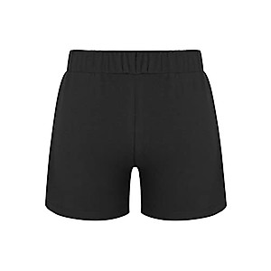 Aislor Girl's Boy's Athletic Dance Shorts Pull On Shiny Sequin Shorts Training Gymnastics Short Hot Pants with Bowknot Black 7-8 Years