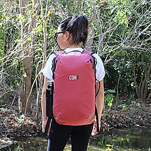 COR Surf Travel Backpack | Flight Approved Carry On Laptop Backpack with Secret Passport Pockets | The Island Hopper (38L, Lava Red)