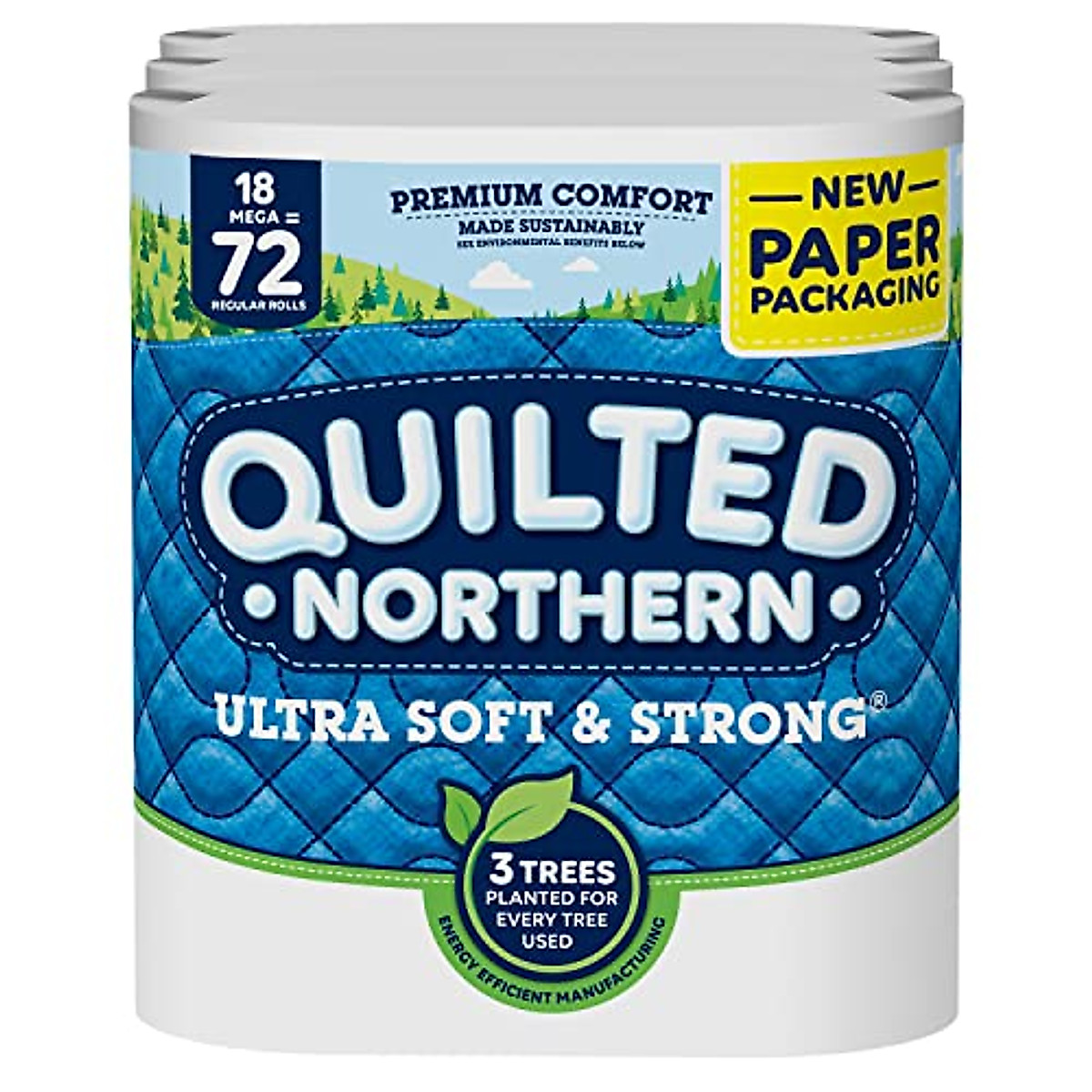 Quilted Northern Ultra Soft & Strong Toilet Paper, 18 Mega Rolls = 72 Regular Rolls, 2-ply Bath Tissue, 6 count (Pack of 3)