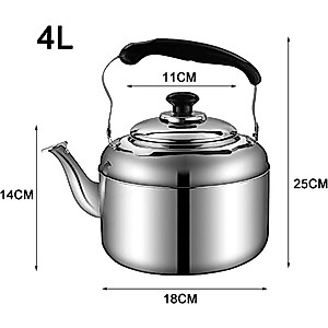 Food Grade Stainless Steel Tea Pots for Stove Top Automatic Whistling Tea Kettle, Anti-scalding Handle Dustproof Lid, Suitable for All Kinds of Stoves (Size : 5L)