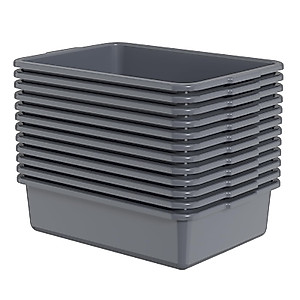 Vababa 12-Pack Plastic Commercial Bus Box, 13 L Kitchen Bus Tub, Gray