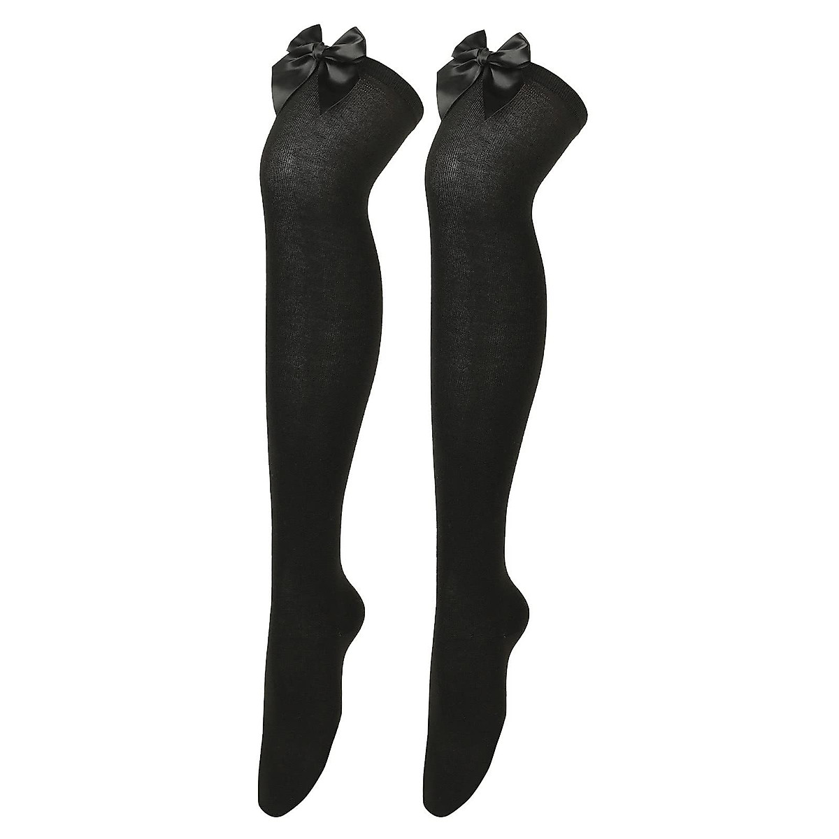 Jileiy Womens Long Socks Bowknot Pure Color Socks Thigh High Socks Over The Knee Socks Festival Christmas Cotton Thigh High