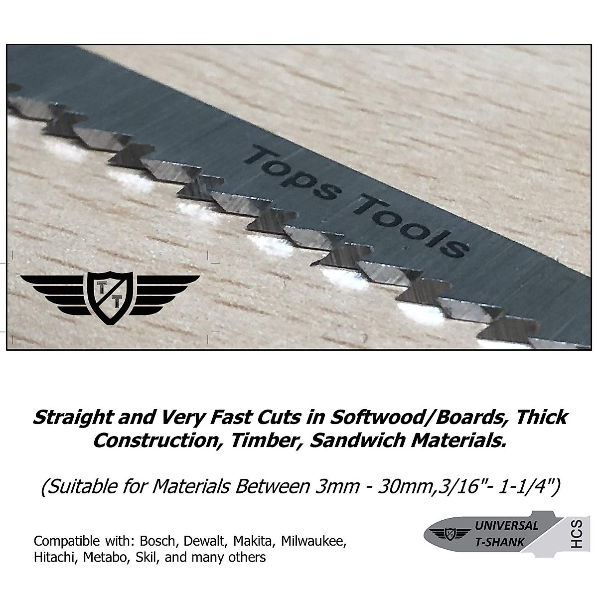 25 x TopsTools T101B Jigsaw Blades for Bosch, Dewalt, Makita, Milwaukee and many more