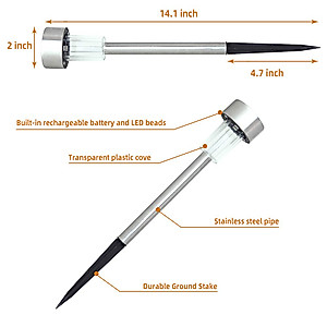 Trlec gt4-ly 10 pcs 5W High Brightness Solar Power LED Lawn Lamps with Lampshades Seven Color. Used in Greenhouse, Landscape Lighting, Home Garden, or Small Pot Plant etc