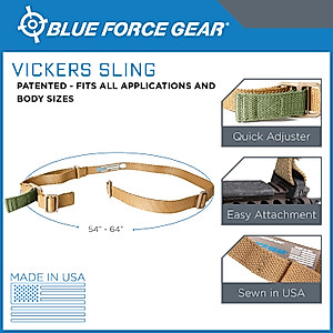 Blue Force Gear Vickers Sling | 2 Point Sling Adjusts for Carrying Positions | 54-64 inches (Black)