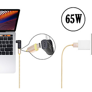 CERRXIAN 65W PD USB Type C Female Input to DC 7.4mm x 5.0mm Male (7.4mm x 0.6mm) Power Charging Cable for E6420 E6430 E6430s E6430U E6440 E6500 E6510 6430U E6440 E6500 E6510(7406a)
