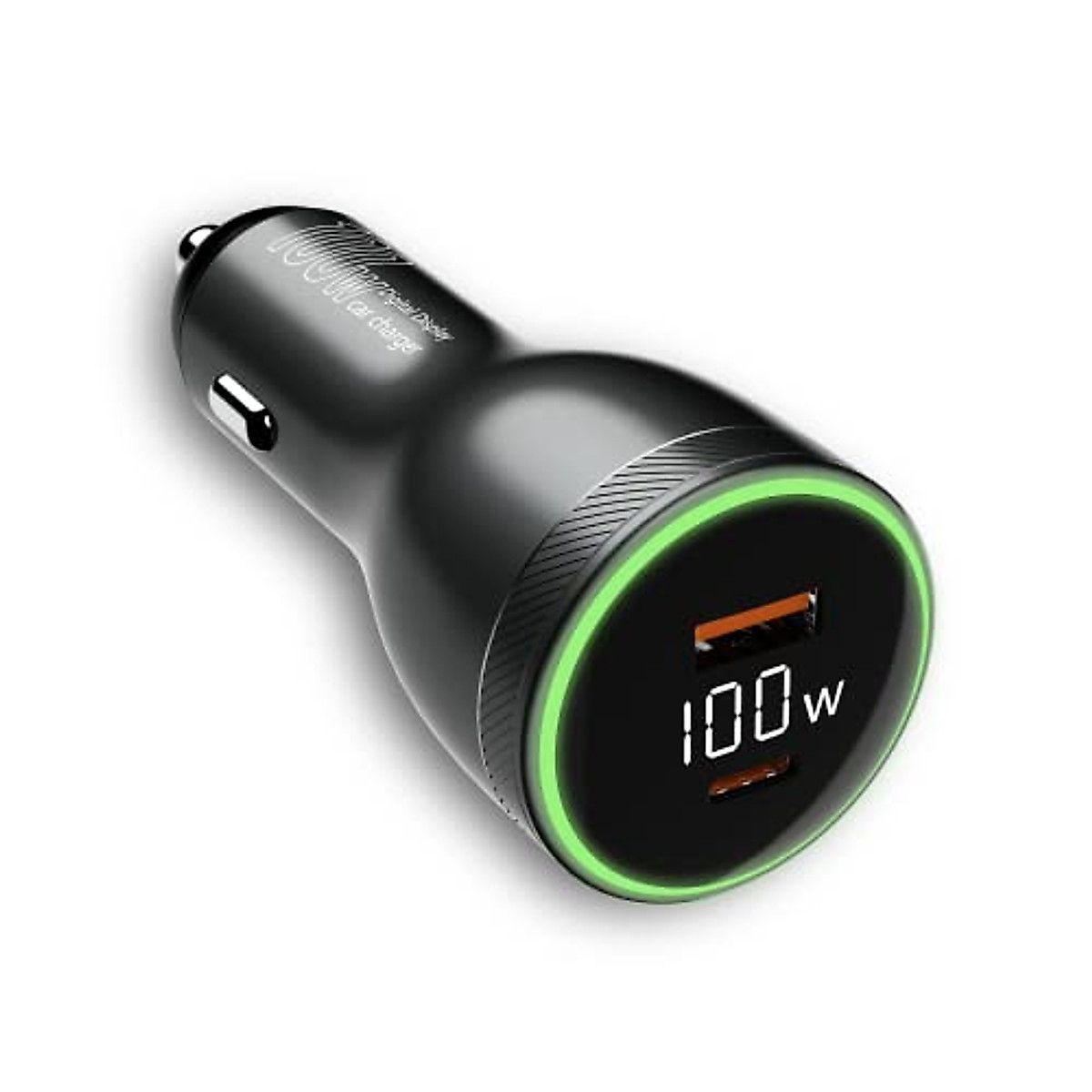 PhinkTek 100W Type-C Car Charger Super Fast Charge PD 100w and QC3.0 18W Dgital Display Car Charger Adapter for iPhone 14 13 12 iPad Pro Mac Book Pro Air Laptop Samsung S21 S22 Ultra Note 20