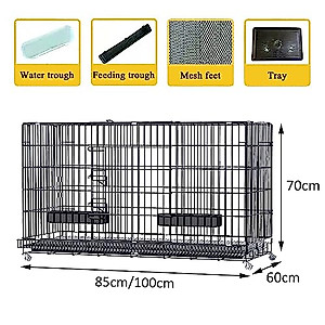 Indoor Bunny Cage Rabbit Hutch Small Animal Cage Guinea Pig Cages Large Hen House with Pull Out Tray & Feeding Trough Big Hamster Cages Chinchilla Cage
