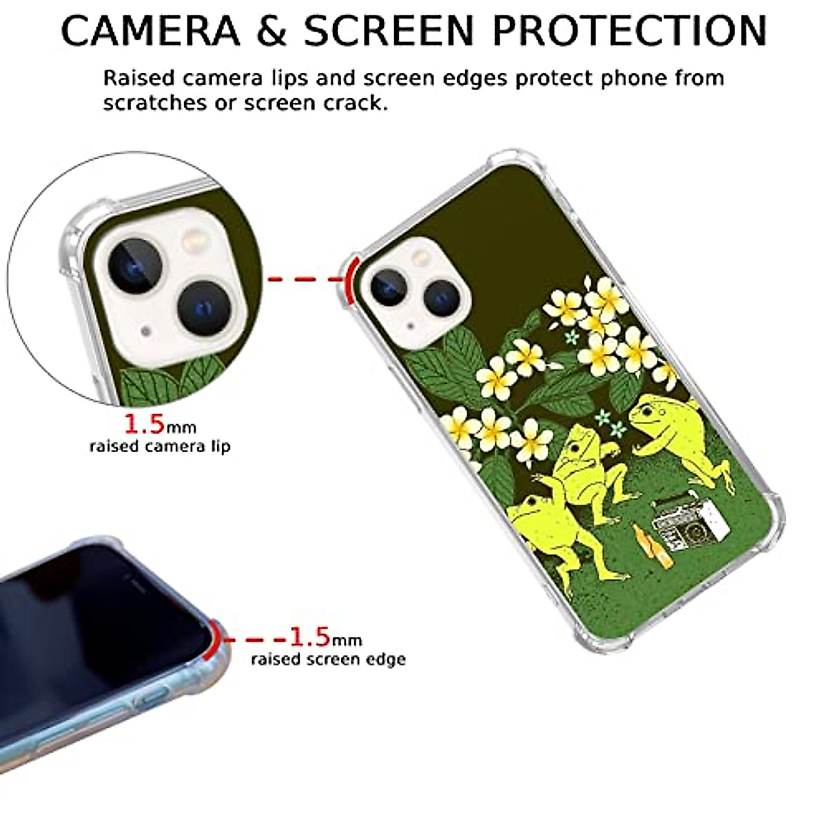 Voisgufley Frogs Dancing Case Compatible with iPhone 13 Mini, Hippie Trippy Frogs Party Case for iPhone 13 Mini for Teens Men and Women, Trendy Cool TPU Bumper Phone Case Cover