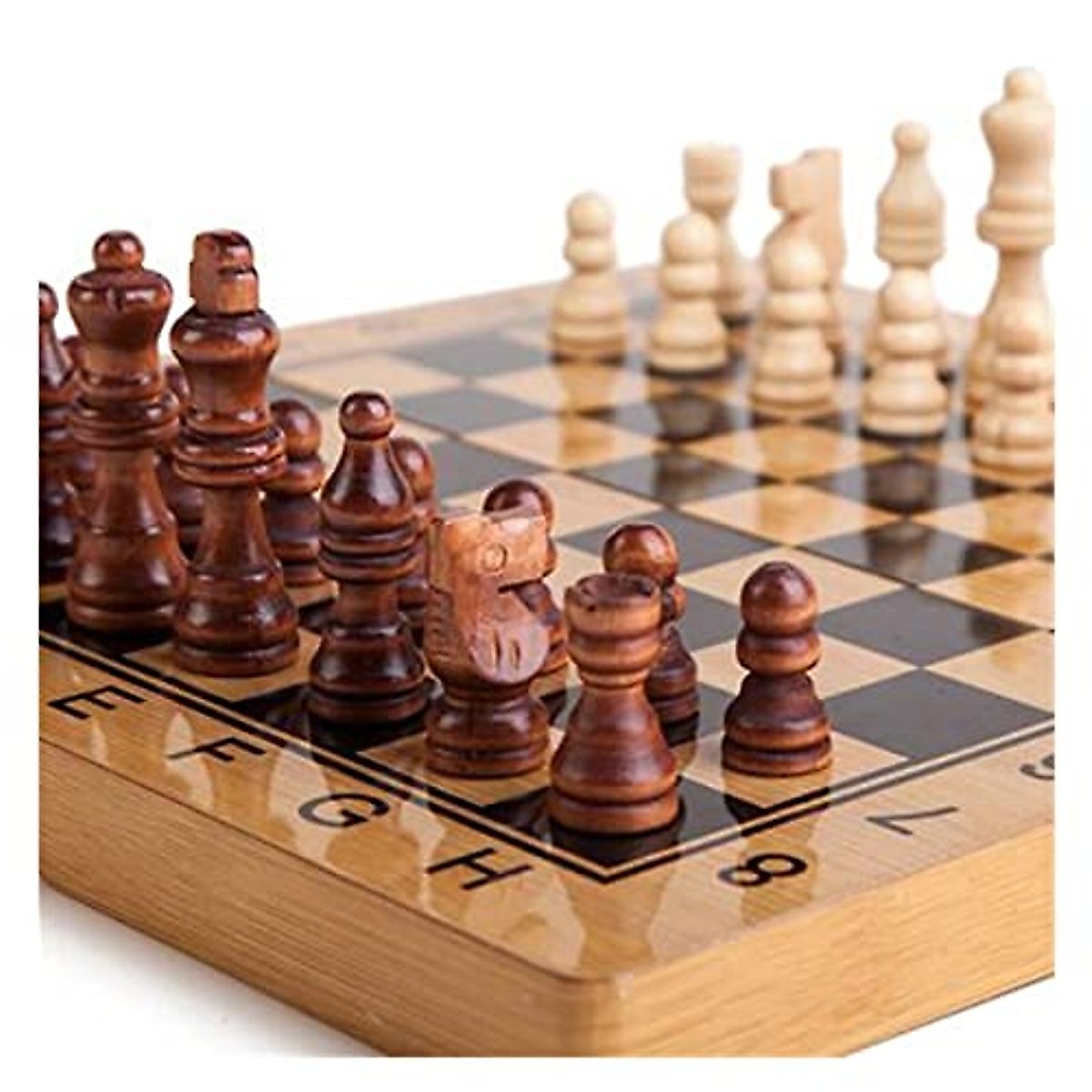 VONGAZ Chess Board Game Chess Set 13.3 Inch Wooden Chess and Checkers Set，Wooden Travel Chess Game Set Portable Chess Game Chess Game Set Chess Board Set