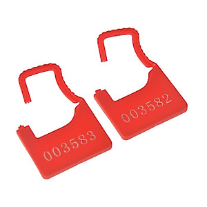Numbered Security Plastic Padlock Seals Small Red 100 pcs per Bag