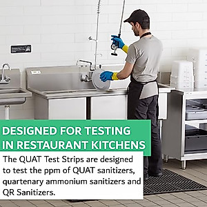 FryOilSaver Co, Restaurant Grade Quaternary Ammonium Sanitizer Strips, Precision QAC QR5, 0-500ppm Multi Quat Strips for Food Service, 1 x Vial of 100 Strips