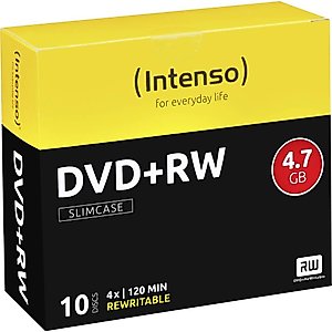 Intenso DVD+RW Jewel Case 4X Speed DVD Blanks Pack of 10