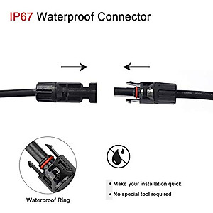 JHBOX 10AWG 1 x 20ft Solar Panel Extension Cable | Female and Male Connectors | Solar Connector Adaptor Kit Tool | DIY Panel Solar Kits for Home Shop RV Roof | TUV Certified