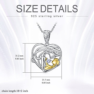 PELOVNY Mother's Day Gifts Mother Daughter Necklace Sterling Silver with CZ Mothers Day Gifts from Daughter Mom Jewelry Gifts for Women