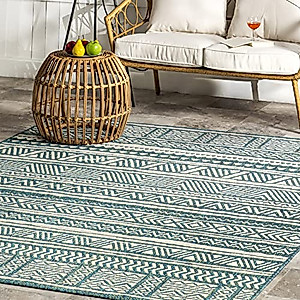 nuLOOM Abbey Tribal Striped Indoor/Outdoor Area Rug, 8' x 10', Green