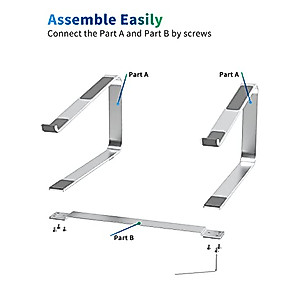 SOUNDANCE Laptop Stand for Desk, Metal Computer Riser, Heavy Stable PC Holder, Ergonomic Laptops Elevator for 12 to 17.3 Inches Notebook Computer, Silver