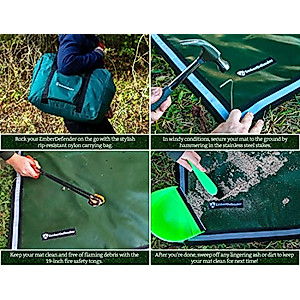 EmberDefender Fire Pit Mat, Portable Fireproof Under Grill Mat for Outdoor Heat Deflector Protection, Large Mat 48 x 48in, Includes Accessories, Perfect for Deck, Backyard, Bonfire, BBQ, Camping