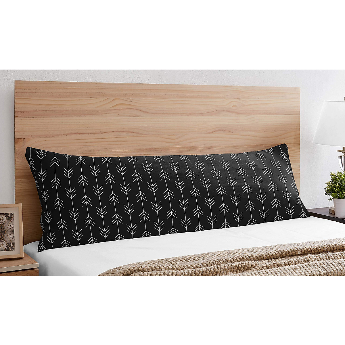 Sweet Jojo Designs Black and White Woodland Arrow Body Pillow Case Cover for Rustic Patch Collection (Pillow Not Included)