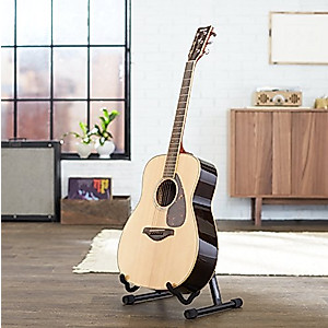 Amazon Basics Adjustable Guitar Folding A-Shape Frame Stand for Acoustic and Electric Guitars with Non-Slip Rubber and Soft Foam Arms, Fully Assembled, Black