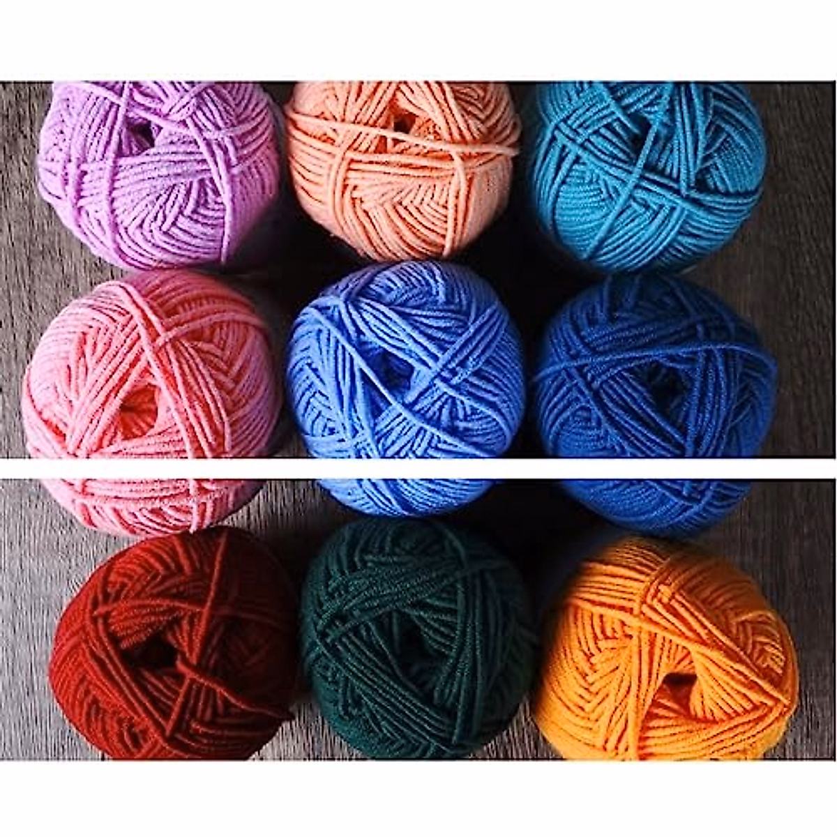 4 Combed Cotton Soft Wool Balls Acrylic Cotton Hand-Woven Cotton Yarn The Thread of a Sweater Each Ball Weighs 50 Grams 120 Meters Long and with Needle bar and Crochet (6 Balls Cyan Blue)