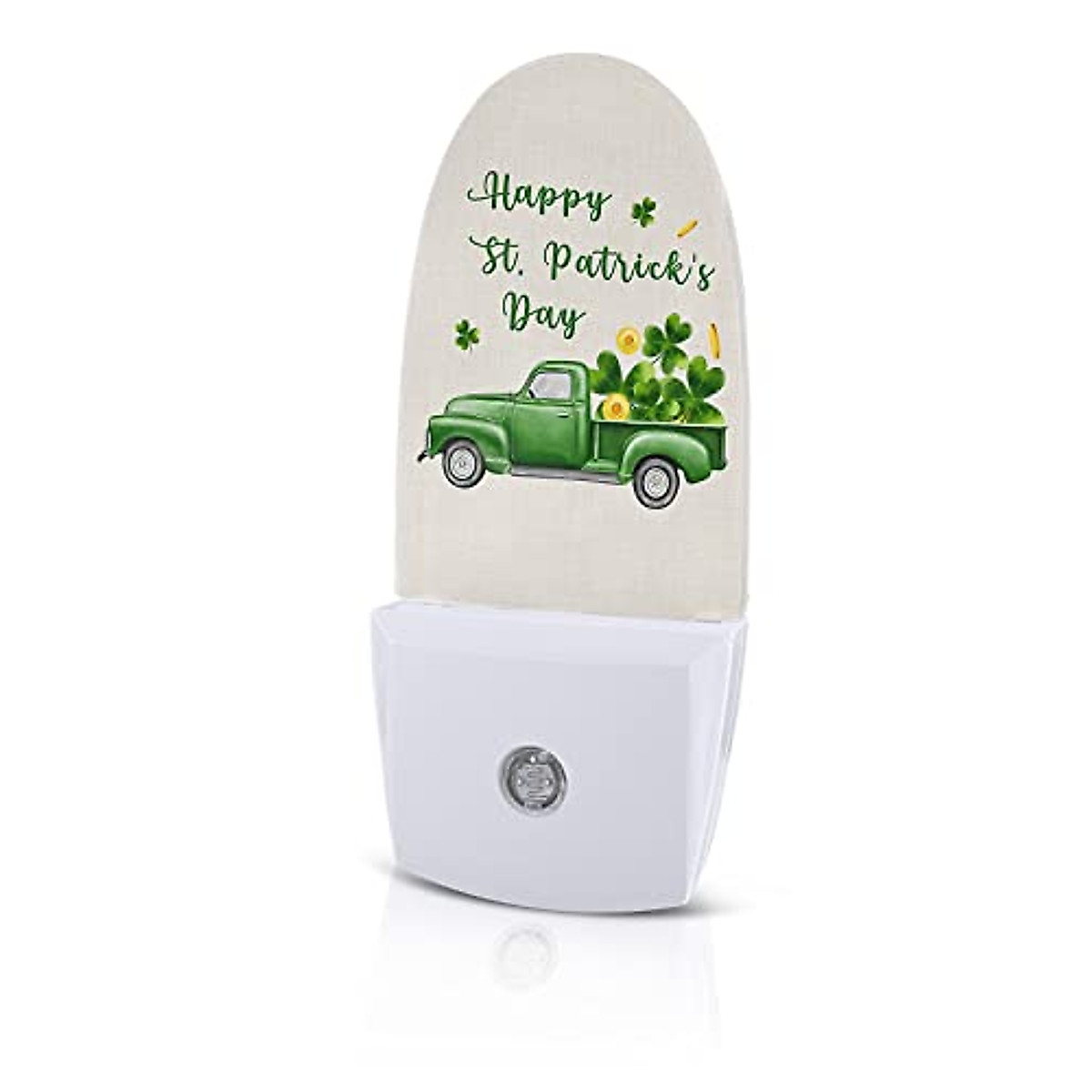 RisQiten St. Patrick's Day Night Light, LED Plug in Night Light, Green Truck and Lucky Clover Gold Night Lights with Dusk to Dawn Sensor Decorative Kids/Adults Nightlight for Bedroom Bathroom