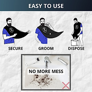Striking Viking Beard Bib & Hair Catcher Apron for Shaving & Trimming - 4-Piece Grooming Kit with Scissors, Suction Cups, Storage Bag & Beard Cape - Shaving Hair Catcher