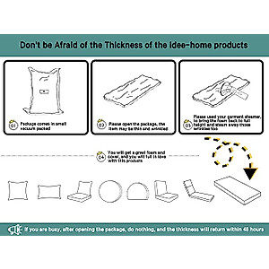 idee-home Deep Seat Patio Cushions, 24x24 Outdoor Cushions, Replacement Cushions Back Cushion, Outdoor Hampton Bay Patio Cushions for Backyard Couch Sofa, 2pcs Set, Seat: 24 x 24 Back: 24 x 22