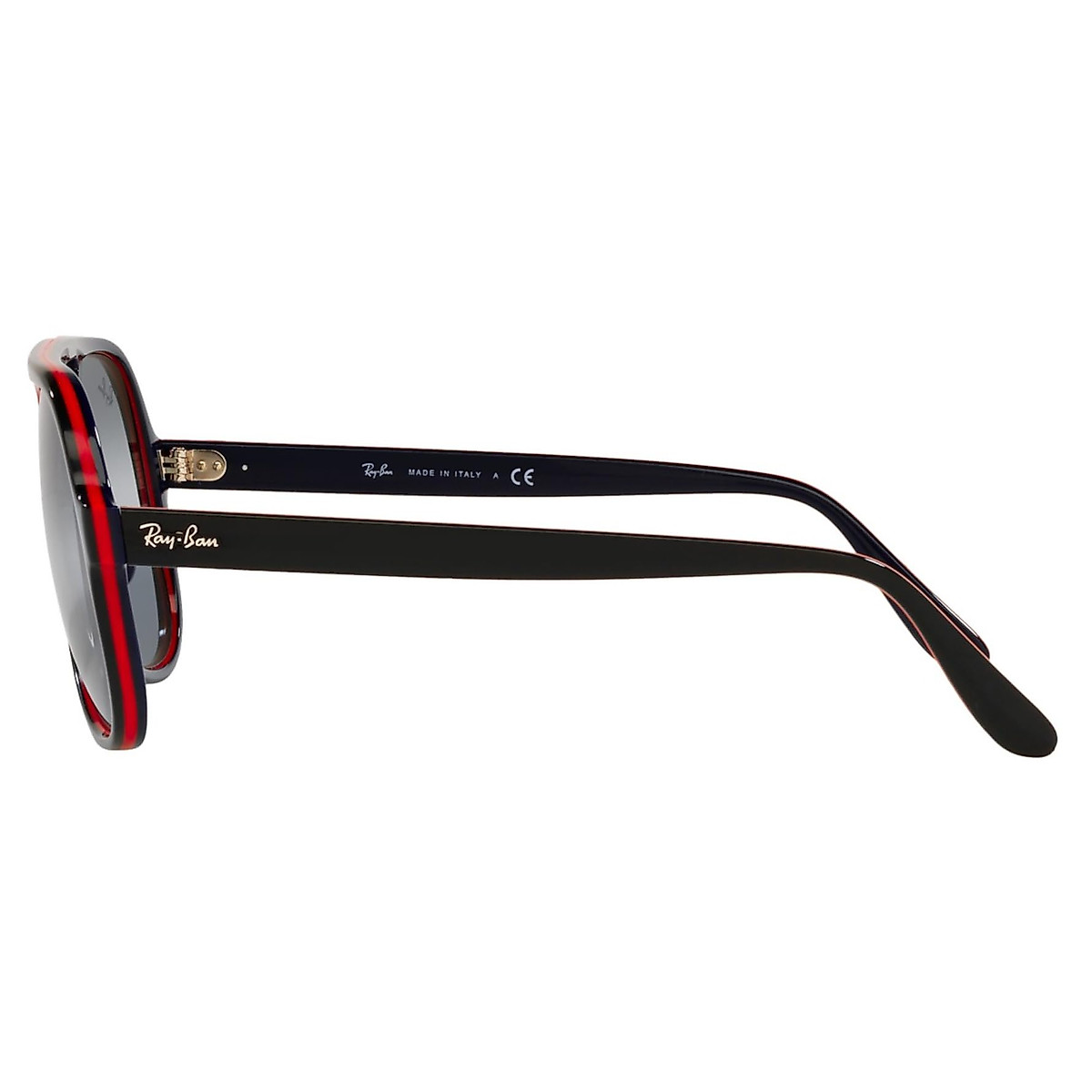 Ray-Ban Rb4357 Powderhorn Aviator Sunglasses, Black Red Blue/Clear Gradient Blue, 58 mm