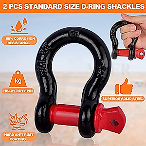 Tow Strap, Heavy Duty Tow Rope 2" X 16.4 ft 11000 Lbs (5 T) Recovery Straps with 2pcs 1/2" D-Ring Shackles, Protective Sleeves, Storage Bag, Emergency Off Road Truck Accessories, Daily Use for Car