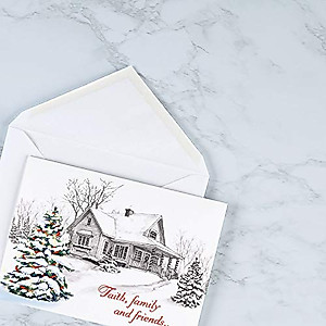 Current Winter Home Personalized Christmas Greeting Cards Set - Set of 18 Large 5 x 7-Inch Folded Cards, Themed Religious Holiday Card Value Pack, Add Names or Text, Envelopes Included
