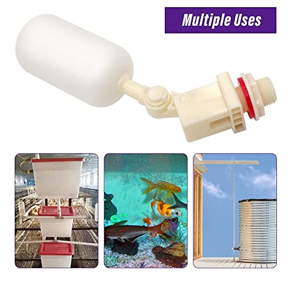 ZHEQOGZH 5 Pieces Float Ball Valve 1/2 Inch Water Float Valve Auto Fill with Adjustable Arm for Water Tank, Livestock Water Trough, Pool, Aquariums, Aquaculture