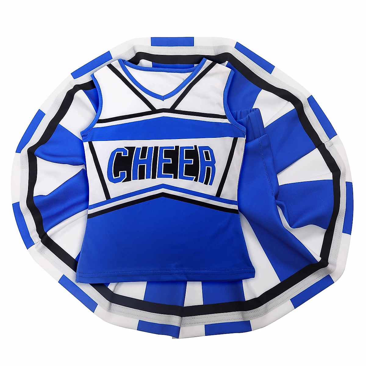 Koatobbor Girls Cheerleader Costume Cheerleading Outfit Dress for Halloween Party Birthday Gift 3-9Years (6-7 Years, Blue)