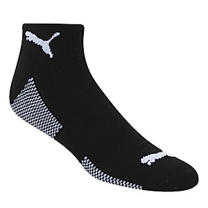 PUMA Men's Tall Size 6 Pack Quarter Crew Socks, Black/White, 13-15