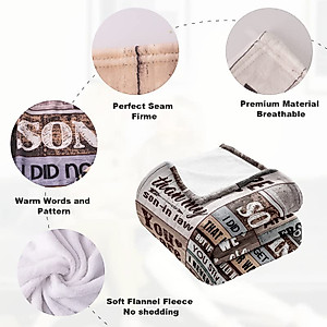Merry Carve Son in Law Gifts from Mother in Law to My Son Blankets in Bulk for Wedding Christmas Birthday for Son in Law from Mother Father in Law Throw Blanket 60"*50"