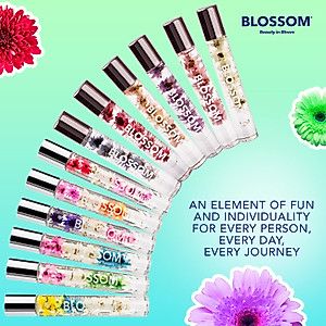 Blossom Roll on Rollerball Perfume Oil, Natural Essential Oils, Infused with Real Flowers, Made in USA, 0.20 fl. oz./5.9 ml (Rose, Violet, Lily, Magnolia, Amber, Cedarwood) Let Love Shine Rainbow Rose