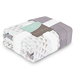 aden + anais Oversized Blanket, 100% Viscose from Bamboo, 4 Layer Lightweight and Breathable, 60 X 70 inch, Skylight Birch