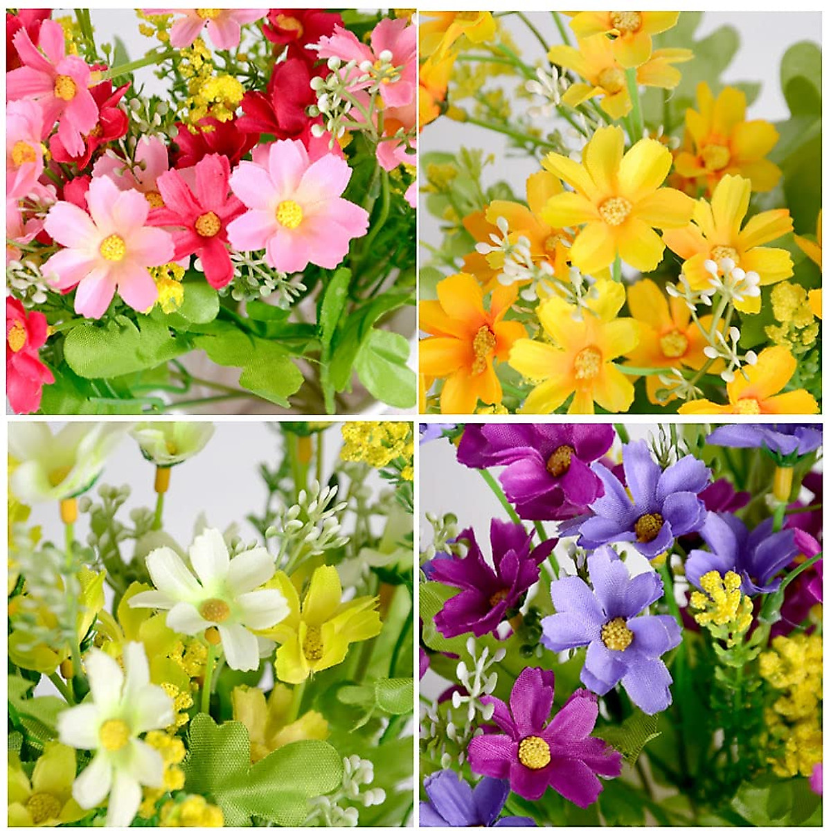 YEYSXSY Artificial Flowers Indoor Faux Silk Daisy Fake Flowers Greenery Shrubs Outdoor Plants for Hanging Planter Home Garden Wedding Porch Window Decorating 6Pcs