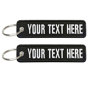 ssass Personalized Keychain, Custom Embroidery Double Sided Text Keyring, Unique Gift Keychain for Men/Women Motorcycle Scooter Car