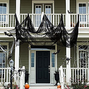 Mauts 315"x39" Halloween Creepy Cloth Halloween Decorations DIY Halloween Fake Spider Cobweb with Spooky Fabric (Black)